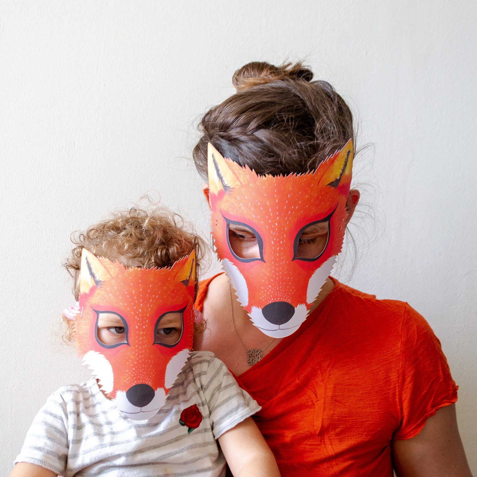 Fox Mask Set for Kids and Adults, 2 Sizes. Mommy and Me Halloween Masks ...