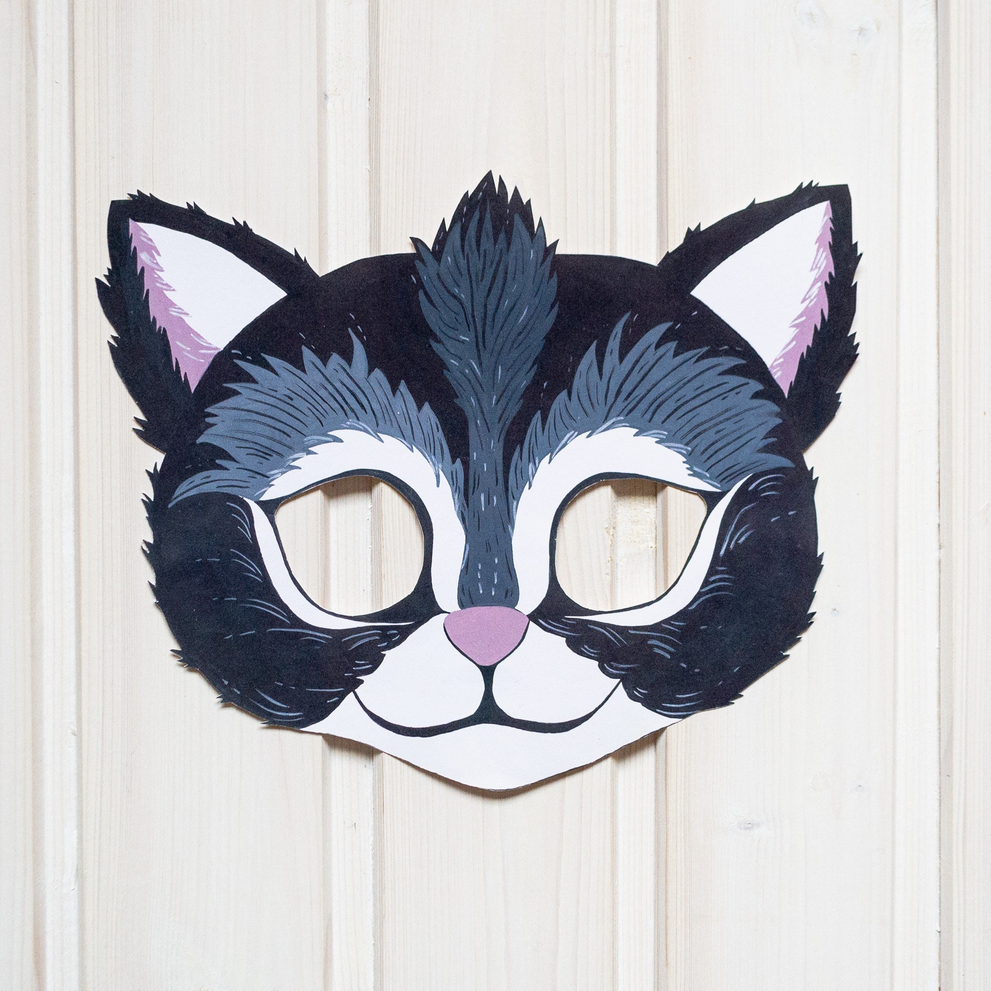 Printable Black Cat Mask, Adult Size. Halloween Mask, Unique Masquerade ...