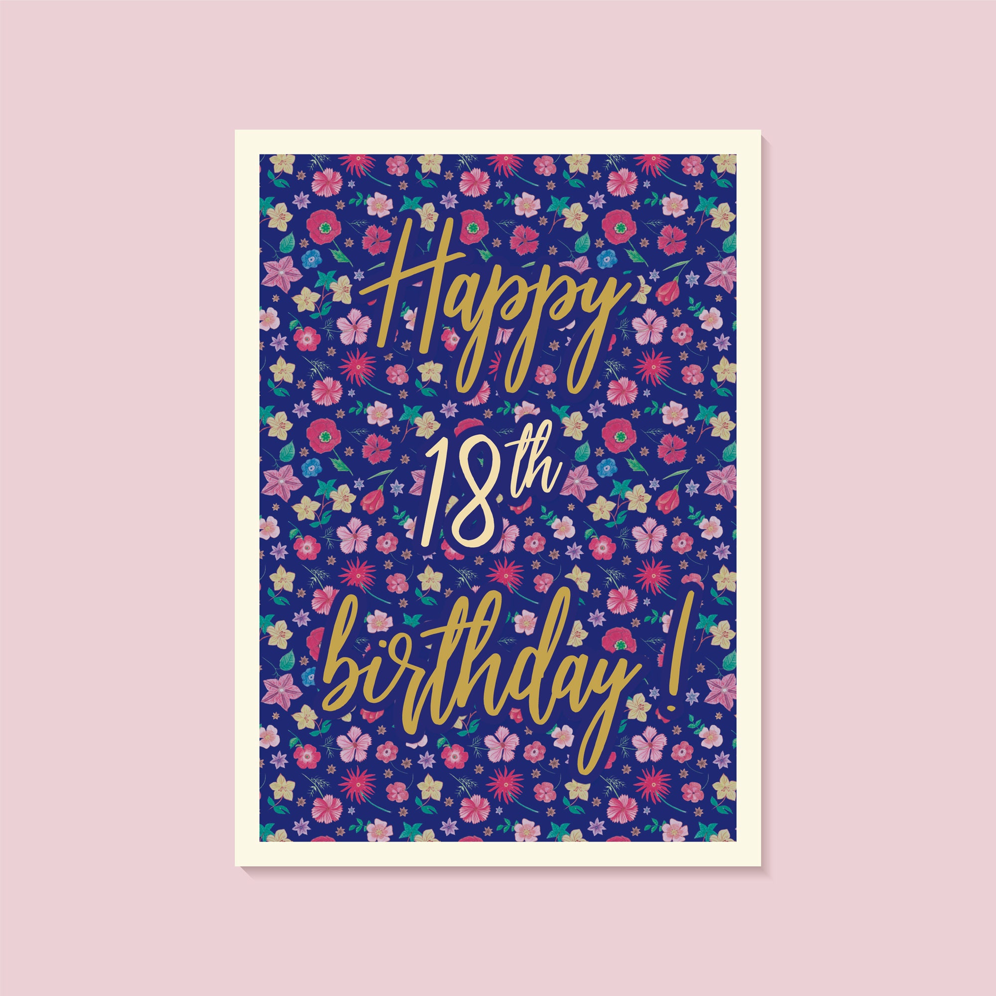 18th Birthday Card for Her, Printable Card. Floral Birthday Cards, Card ...