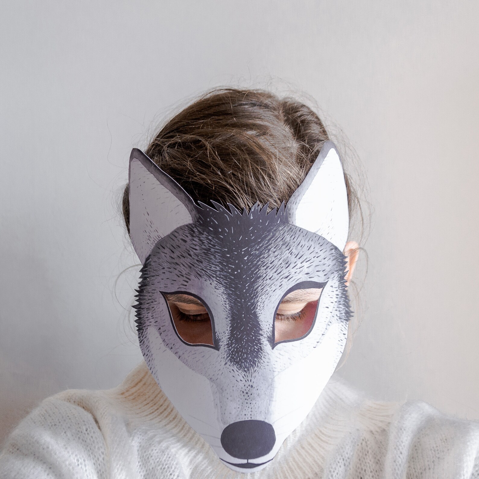 Printable Wolf Mask for Adults. Halloween Costume Women, Printable ...