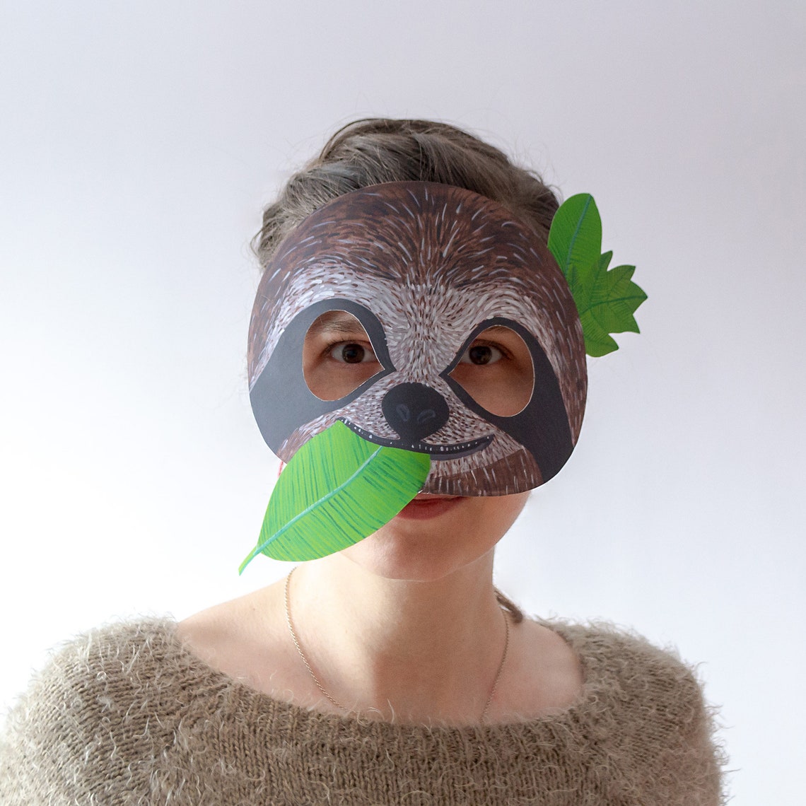 Sloth Mask, Adult Size, Printable Mask. Cute Halloween Mask, Cosplay ...
