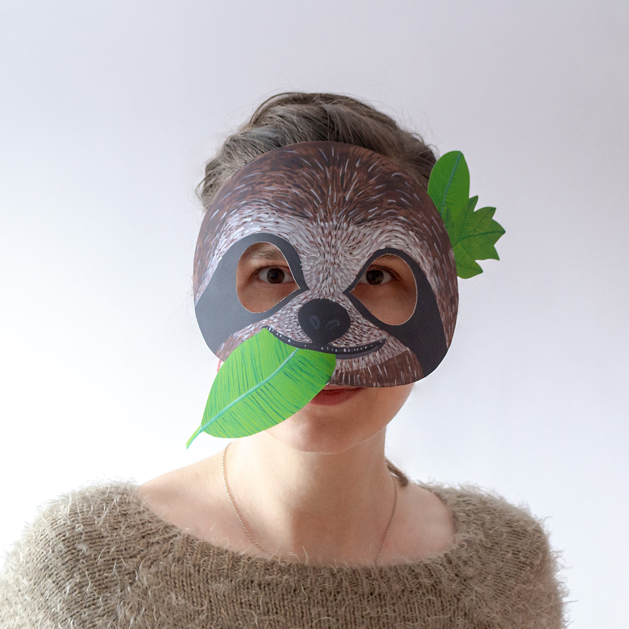 Sloth Mask, Adult Size, Printable Mask. Cute Halloween Mask, Cosplay ...