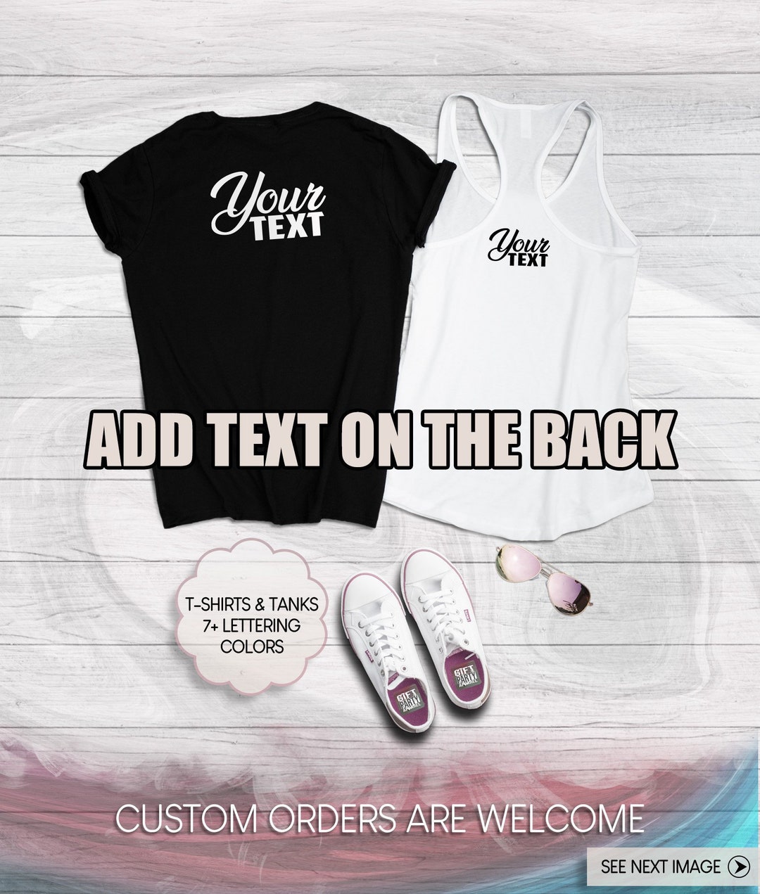 Upgrade Option: Add Text on the Back of the T-shirt or Tank Top, Custom ...
