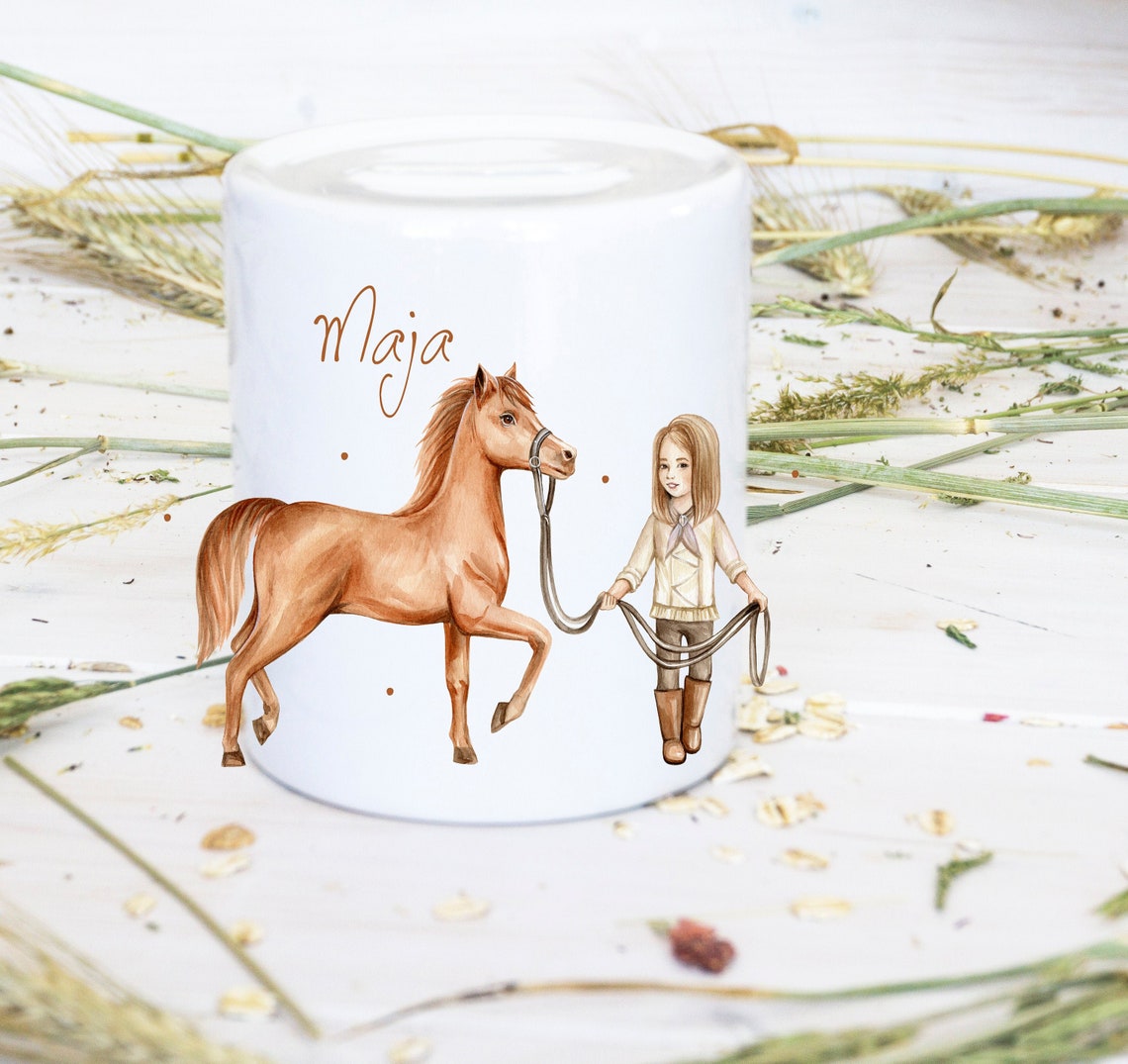 Spardose mit Pferde und Namen Kinderspardose mit Pferd und | Etsy