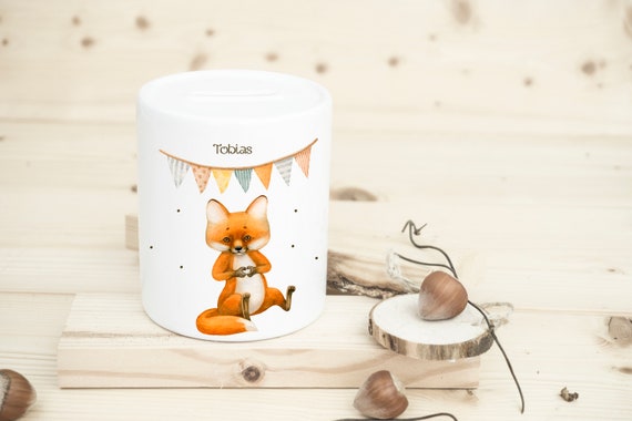 Money Box With Name and Fox Money Box With Fox Personalized | Etsy