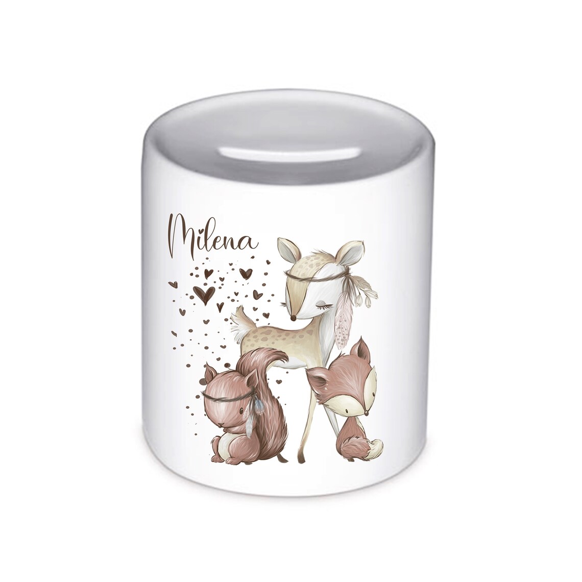Spardose mit Namen und Motiv. Cute Geschenk Tiere Wald. | Etsy