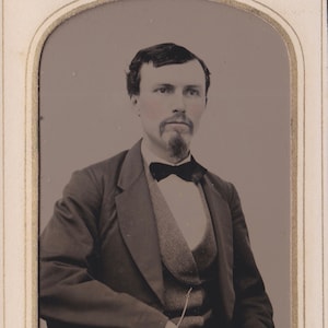 1800s Colorized Tintype Photo, Man With Mustache and Goatee With Bowtie ...