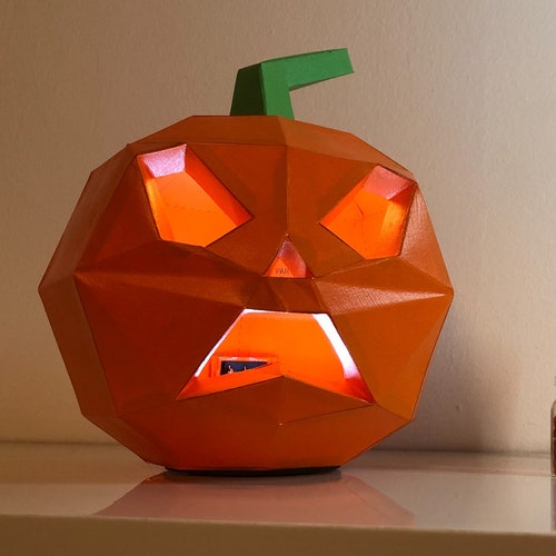 Halloween Pumpkin Lamp / Papercraft 3D DIY Low Poly / Paper - Etsy