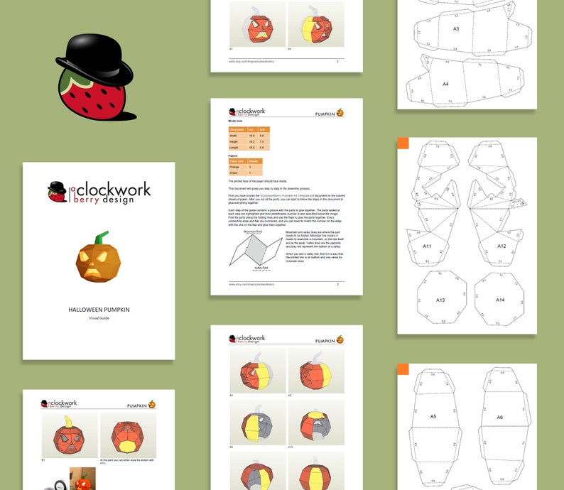 Halloween Pumpkin Lamp / Papercraft 3D DIY Low Poly / Paper Craft ...
