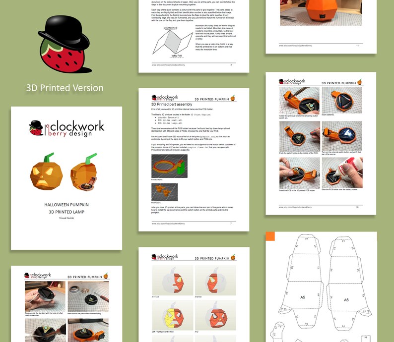 Halloween Pumpkin Lamp / Papercraft 3D DIY Low Poly / Paper Craft ...