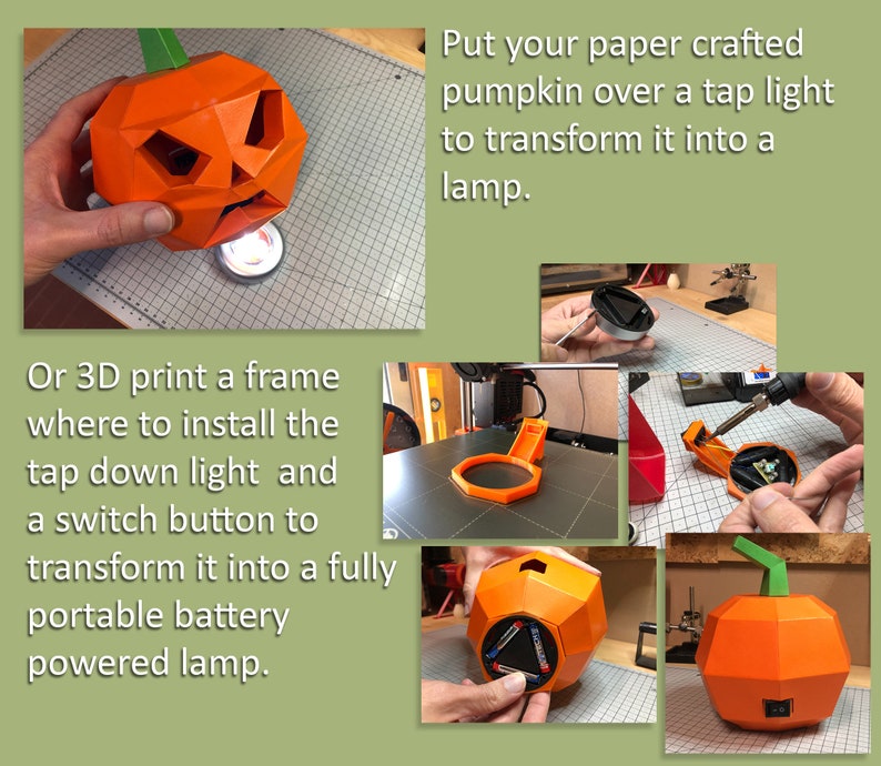 Halloween Pumpkin Lamp / Papercraft 3D DIY Low Poly / Paper Craft ...
