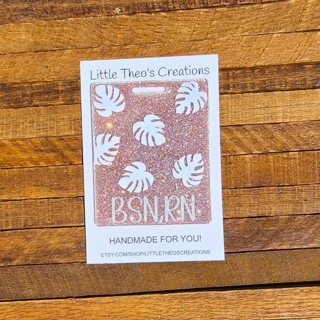 Monstera Glitter Badge Buddy: Custom RN Nurse Badge Reel - Etsy