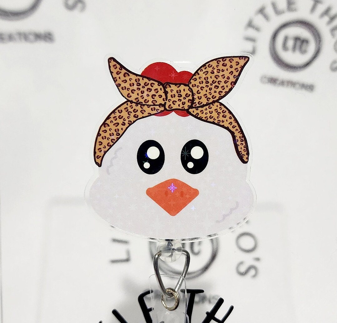Chicken Badge Reel, Farm Animal Badge Holder, Interchangeable Chicken ...