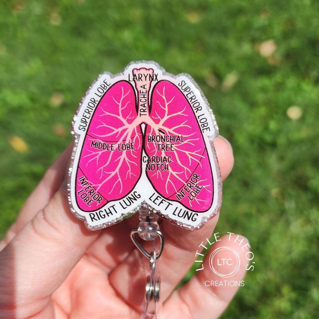 Anatomical Lung Badge Reel, Labeled Lung Badge Reel, Respiratory ...