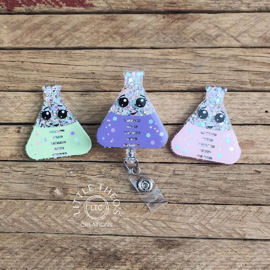 Beaker Badge Reel, Lab Tech Badge Reel Gift, Cute Lab Science Badge ...