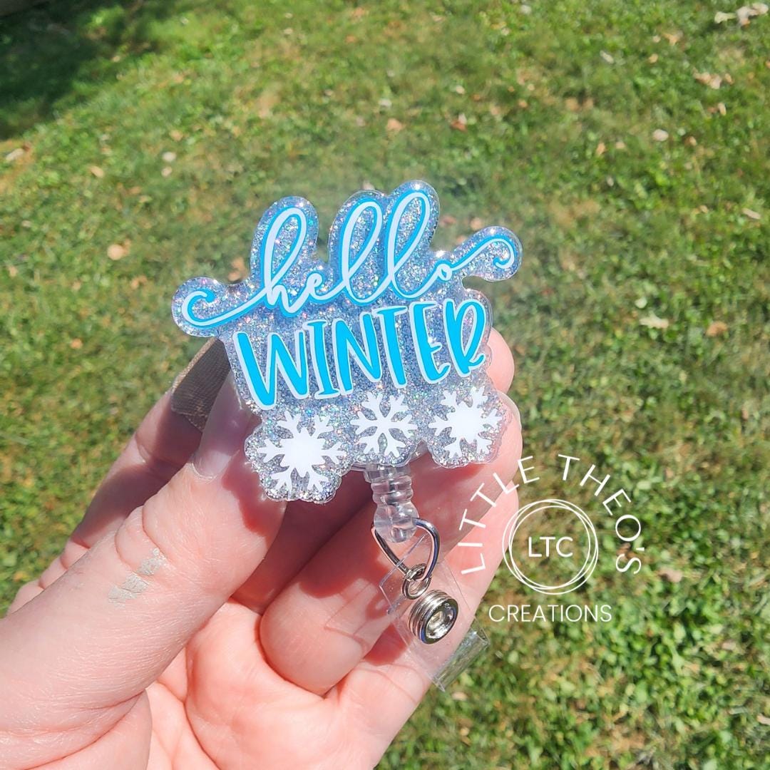 Hello Winter Badge Reel, Snowflake Badge Holder, RN Winter Badge Reel ...