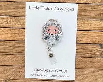 Angel Badge Reel Cute Retractable ID Holder Retractable - Etsy