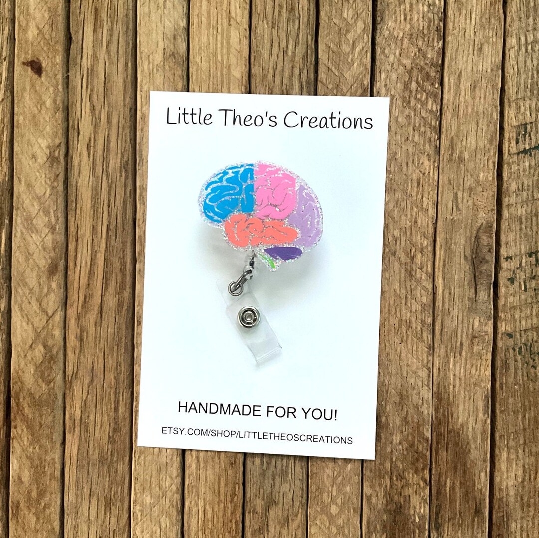 Brain Badge Reel Neurologist Gift Glitter Badge Reel Psych - Etsy