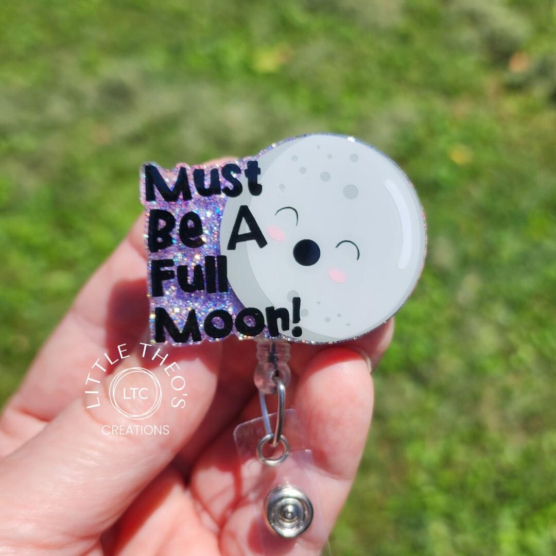 Full Moon Funny Badge Reel: Spooky Nurse ID Clip, Halloween Humor - Etsy