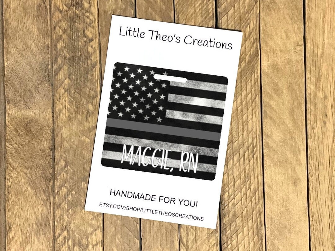Thin Grey Line Badge Buddy, RN Badge Buddy, Personalized, Double Sided ...