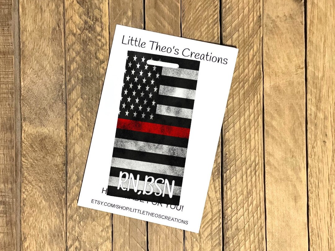Thin Red Line Badge Buddy, RN Badge Buddy, Personalized, Double Sided ...