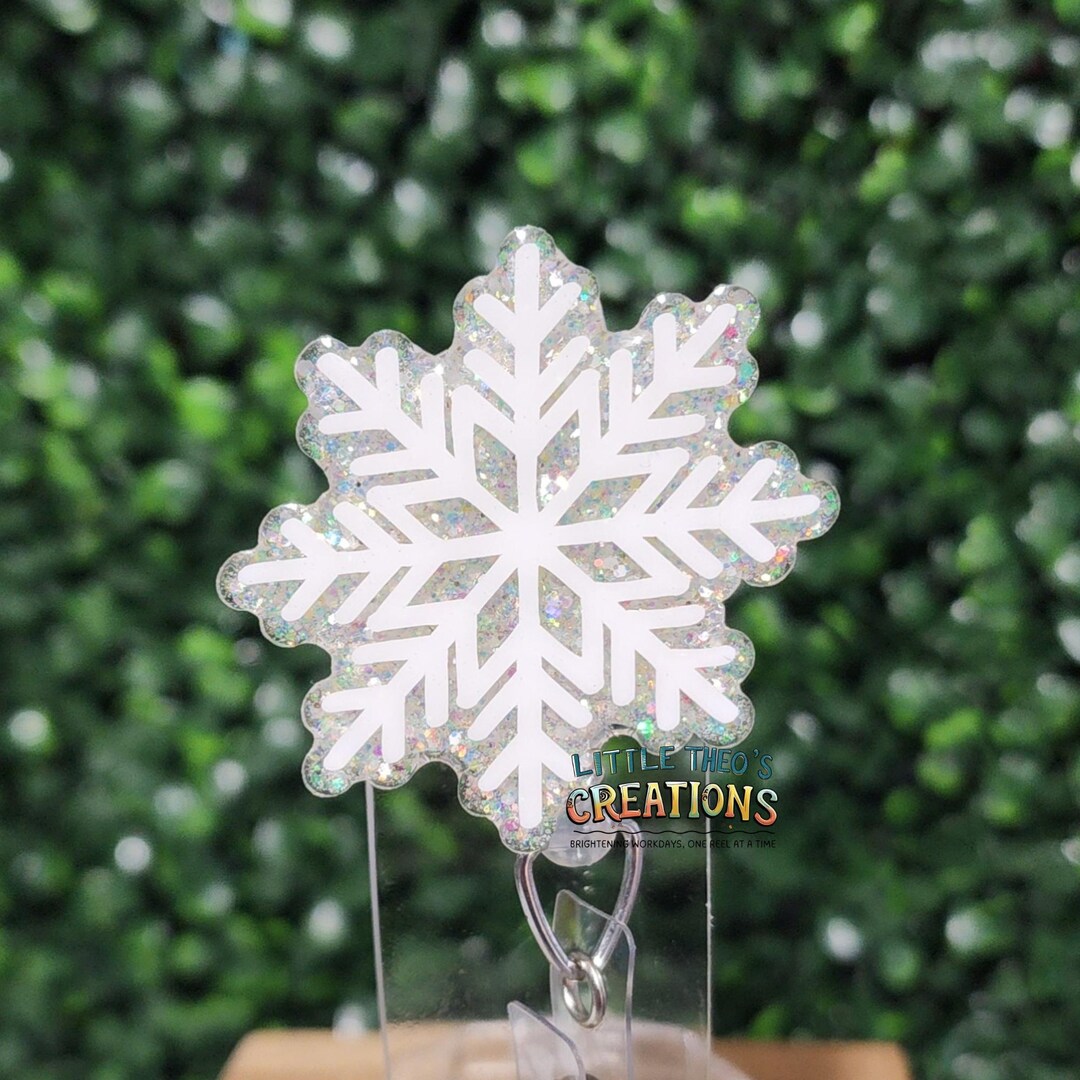 Snowflake Badge Reel: Interchangeable Acrylic Winter Nurse ID Badge - Etsy