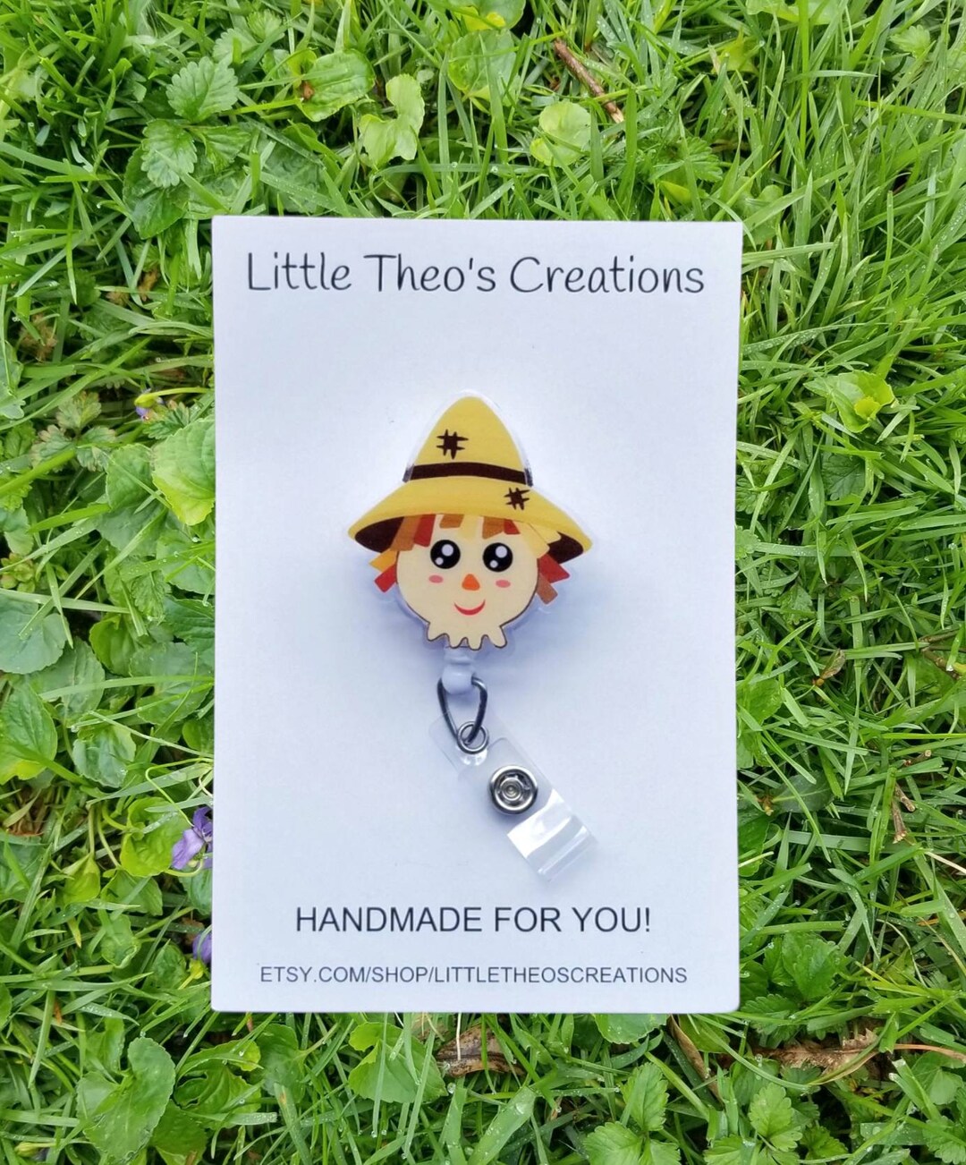 Charming Scarecrow Badge Reel Fall Harvest Accessory for Healthcare ...