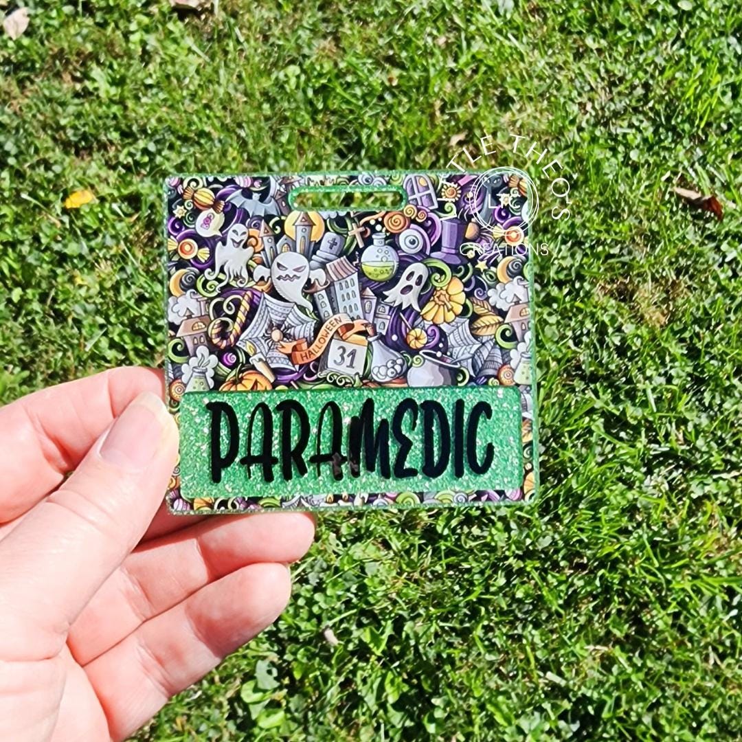 Halloween Badge Buddy: Spooky Acrylic ID Backer for Nurses - Etsy