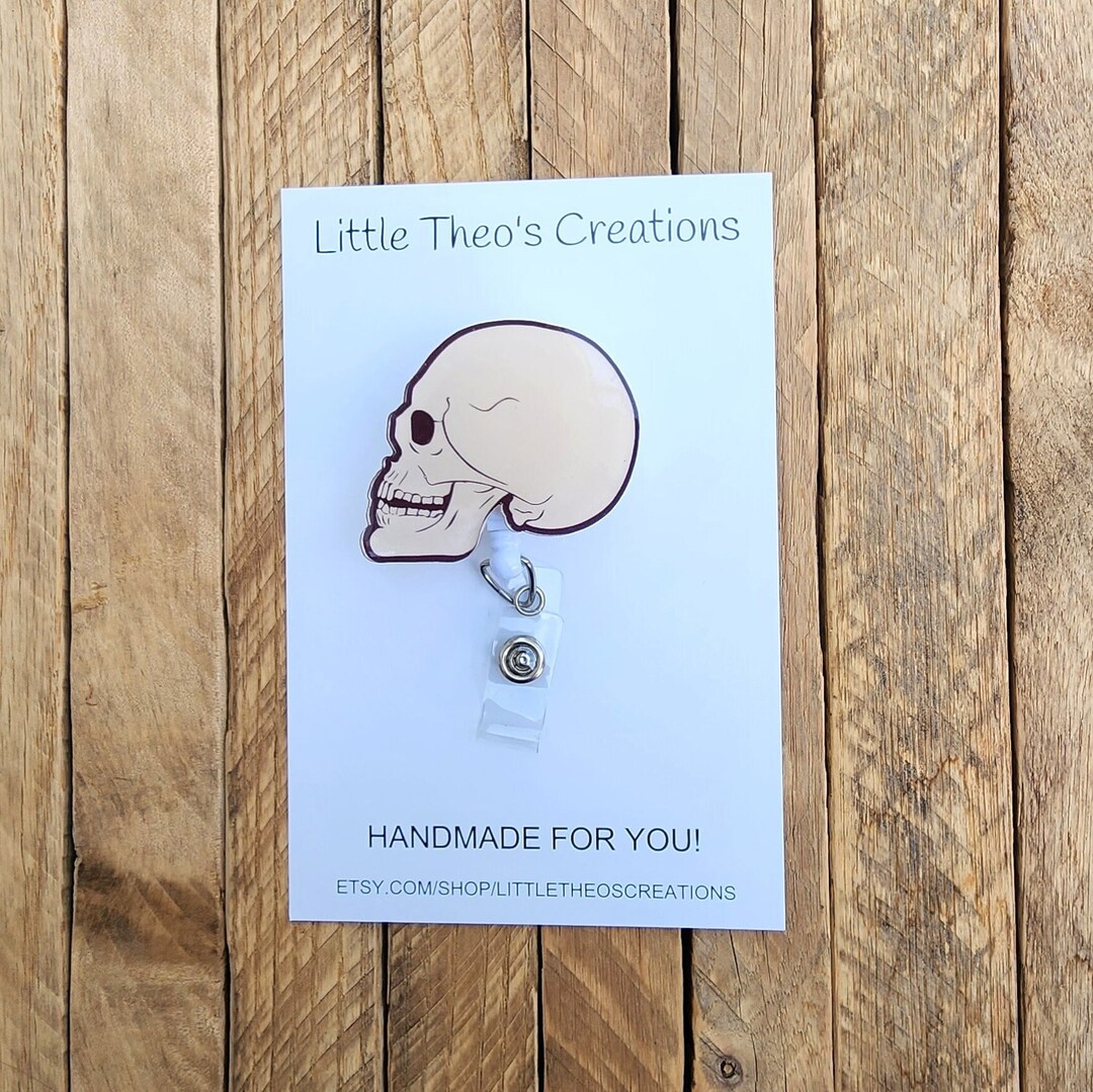 Anatomical Skull Badge Reel, Nurse Badge Reel, RN Badge Holder, Skull ...