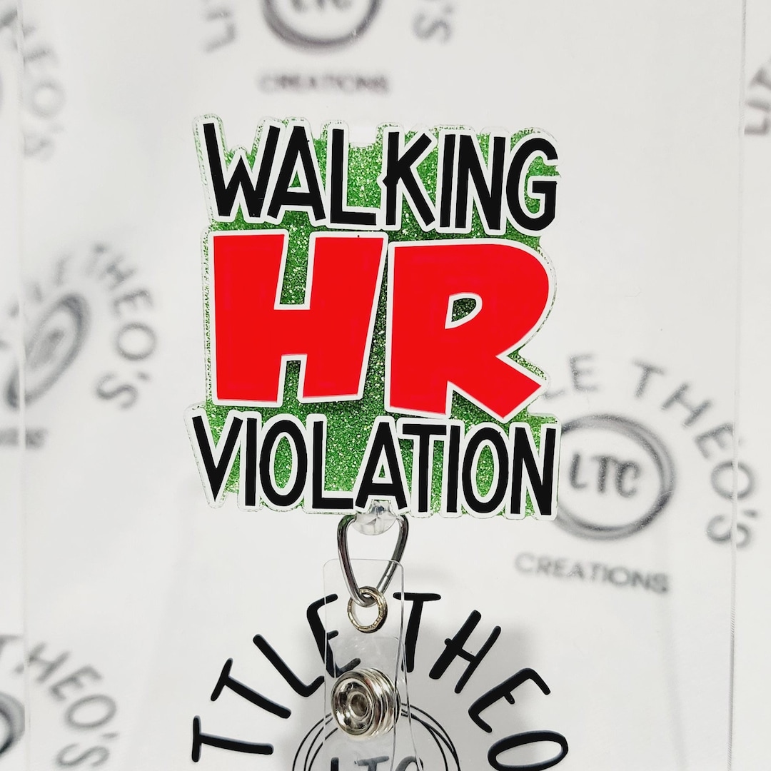Walking HR Violation Badge Reel, Funny Badge Holder - Etsy