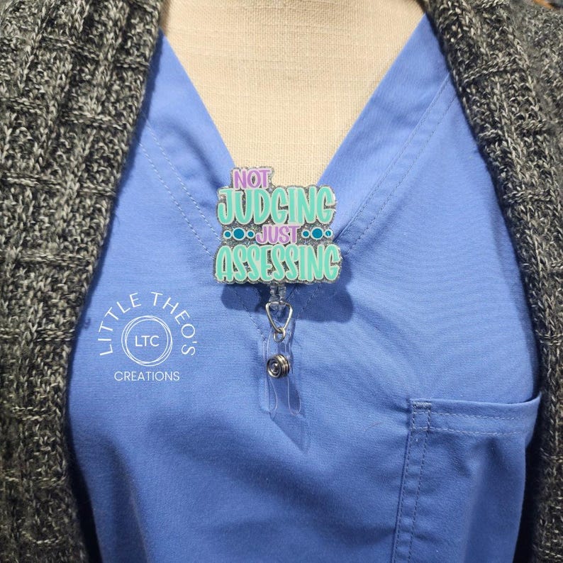 Not Judging Just Assessing Badge Reel: Funny Nurse Badge Clip - Etsy