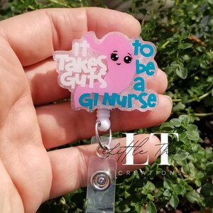Funny GI Nurse Badge Reel: Interchangeable Glitter Smiling Stomach - Etsy
