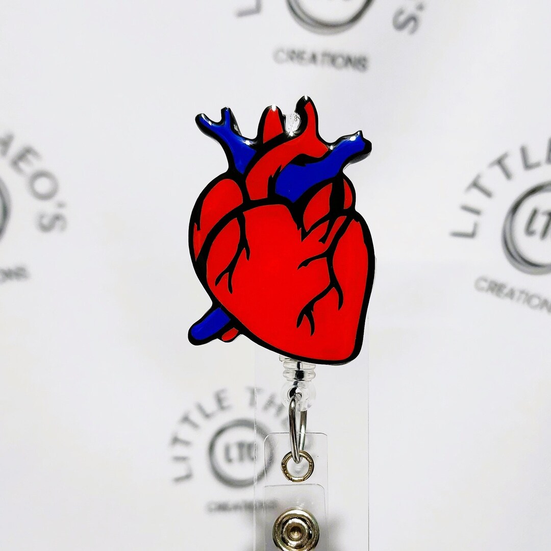 Anatomical Heart Badge Reel, Cardiology Badge Reel, Acrylic Badge Reel ...