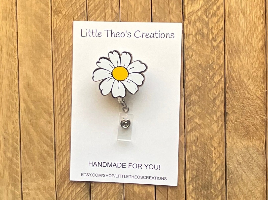 Daisy Badge Reel Daisy Badge Holder Flower Badge Reel - Etsy