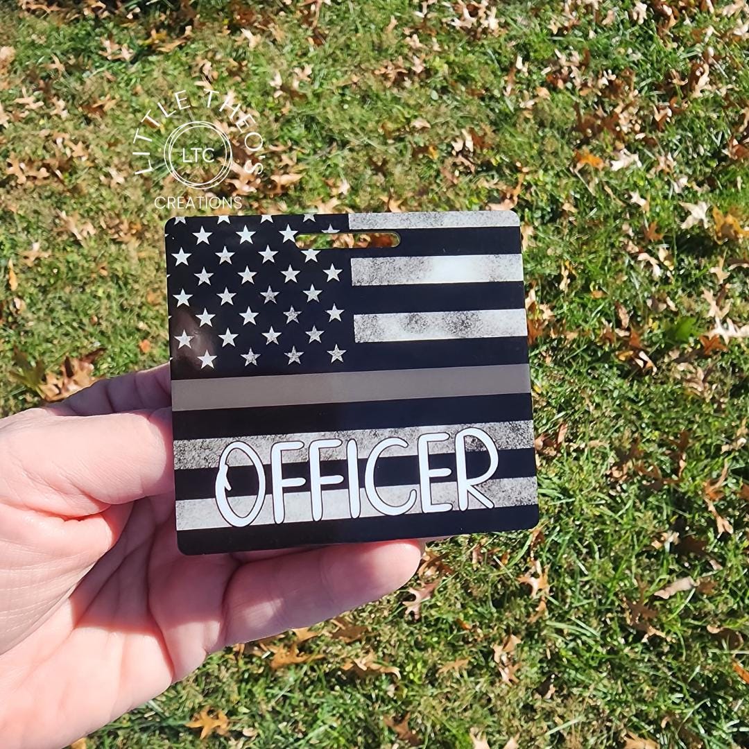 Thin Grey Line Badge Buddy, RN Badge Buddy, Personalized, Double Sided ...