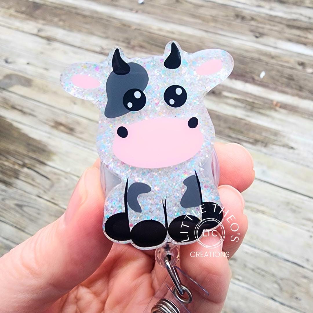 Cow Badge Holder, Sitting Cow Badge Reel, Farm Animal Badge Reel, Cute ...