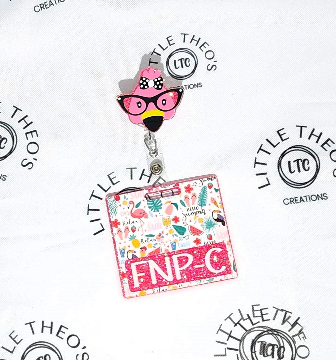 Flamingo Badge Set, Flamingo Badge Buddy, Flamingo Badge Reel, Nurse ...