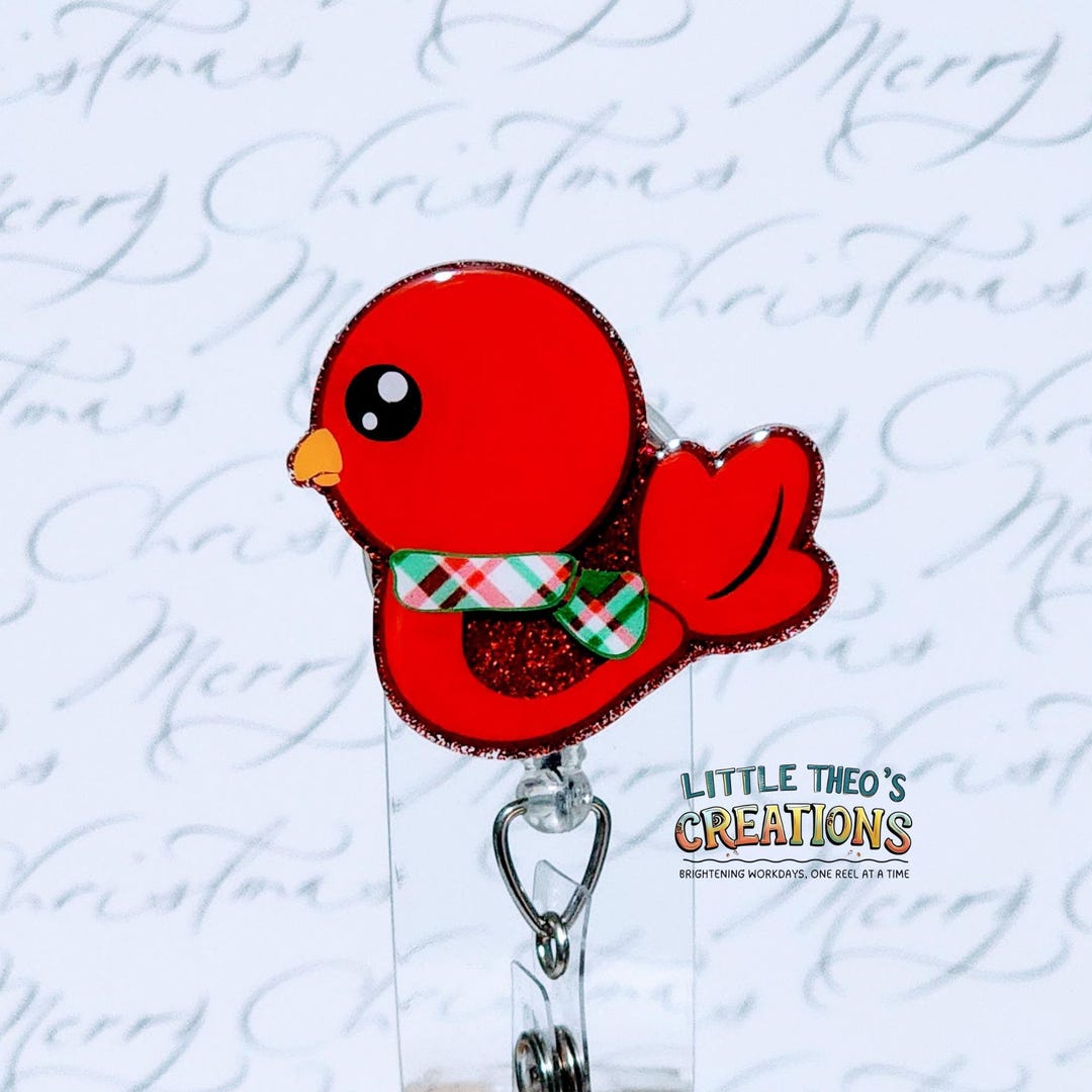 Cardinal Badge Reel: Interchangeable Winter Bird Badge Holder - Etsy