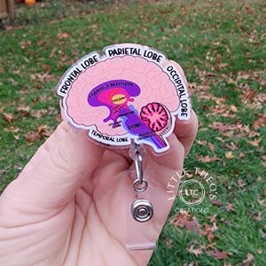 Labeled Brain Badge Reel, Neurologist Gift, Psych Badge Reel, Mental ...