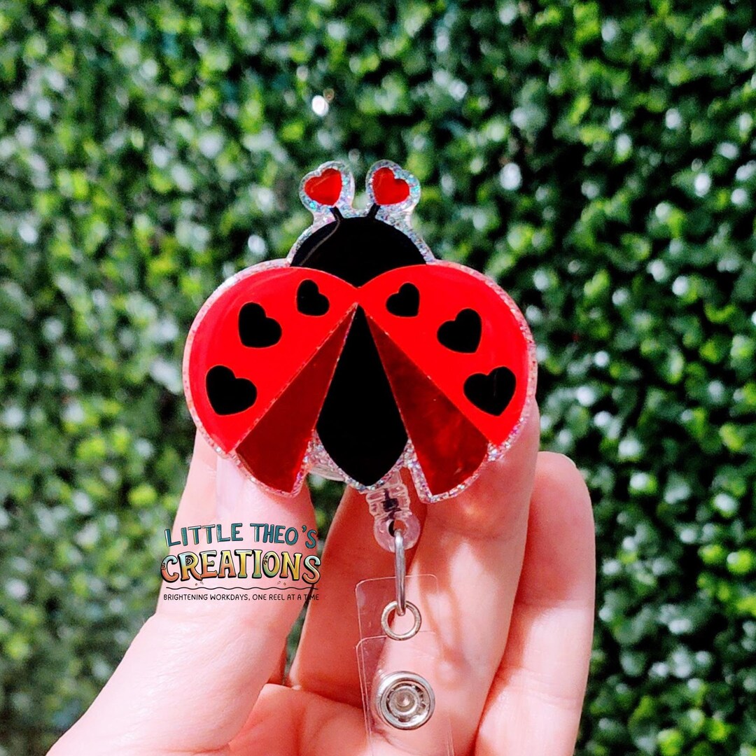 Ladybug Badge Reel: Interchangeable Acrylic Nurse ID Holder - Etsy