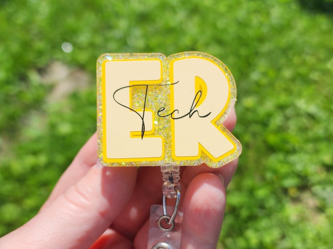 ER Tech Badge Reel, ER Tech ID Holder, Emergency Room Tech Badge Holder ...