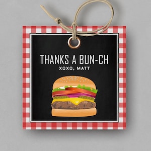 Burger Party Favor Tag Template Printable Editable Digital Instant ...