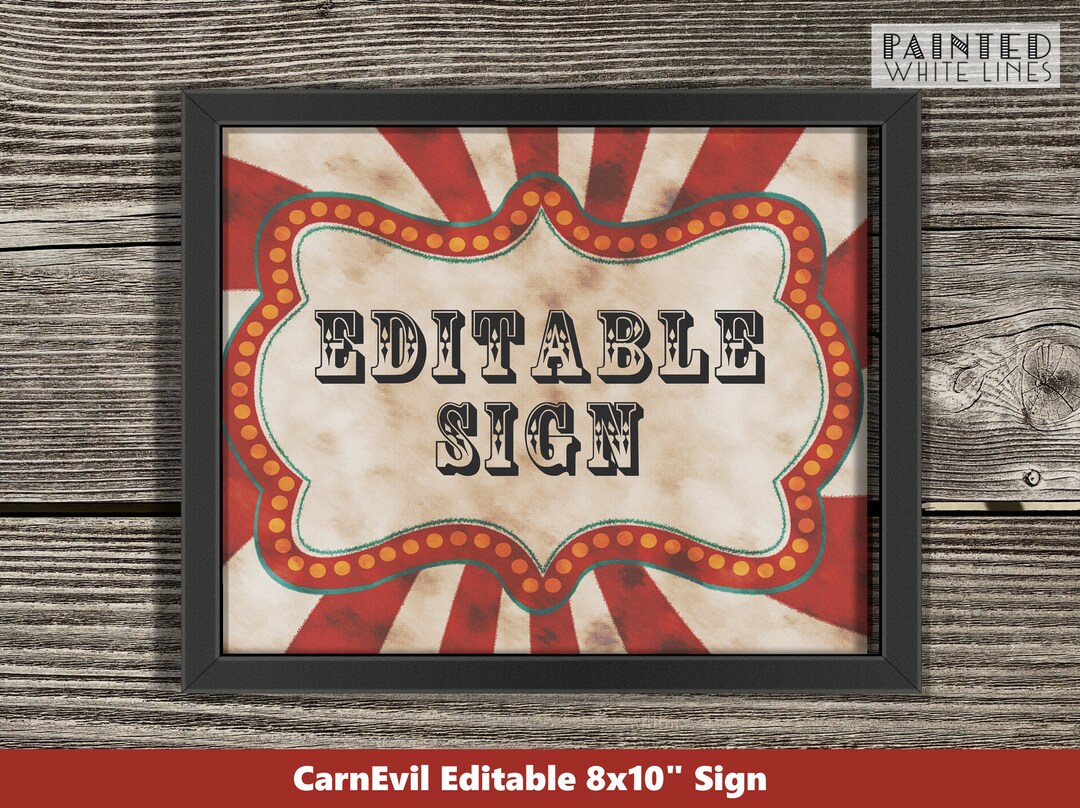Editable Halloween Party Sign Customized Printable Haunted Circus ...