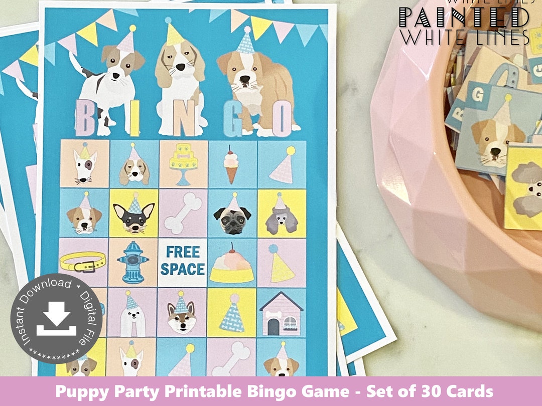 Puppy Dog Bingo Game Printable Bingo Game Bingo Cards Puppy Party ...