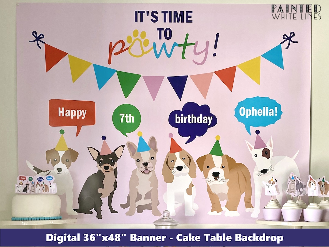 Puppy Dog Birthday Banner Personalized Cake Table Backdrop Printable ...