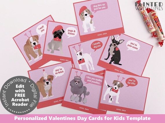 Dog Pun Valentines Kids Valentines Cards Templates Classroom | Etsy