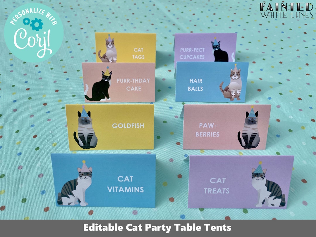 Kitty Cat Party Food Labels Party Favor Bag Toppers Template Cat ...