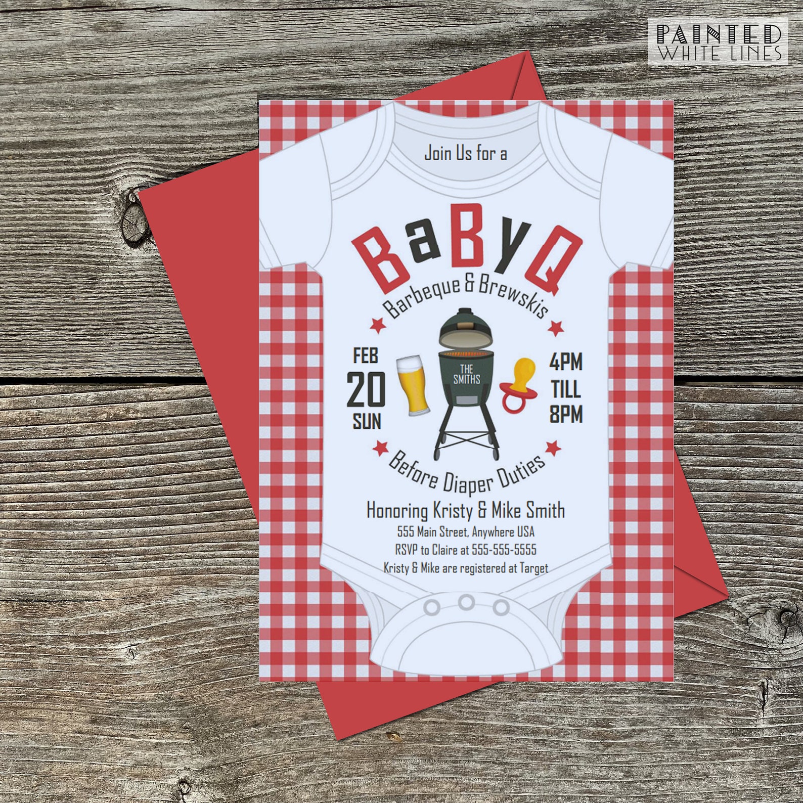 Babyq Decorations Gingham Picnic Baby Shower Centerpiece Banner ...