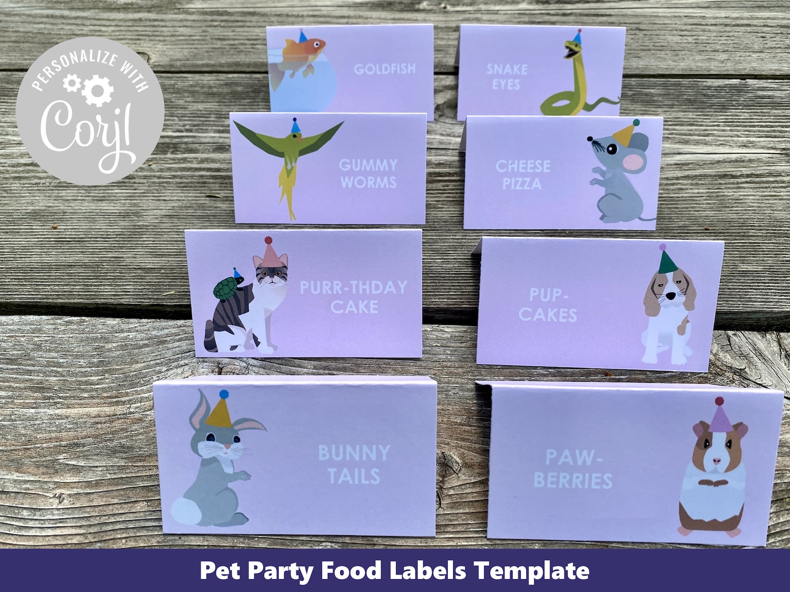 Pet Party Food Labels Printable Party Favor Bag Topper - Etsy