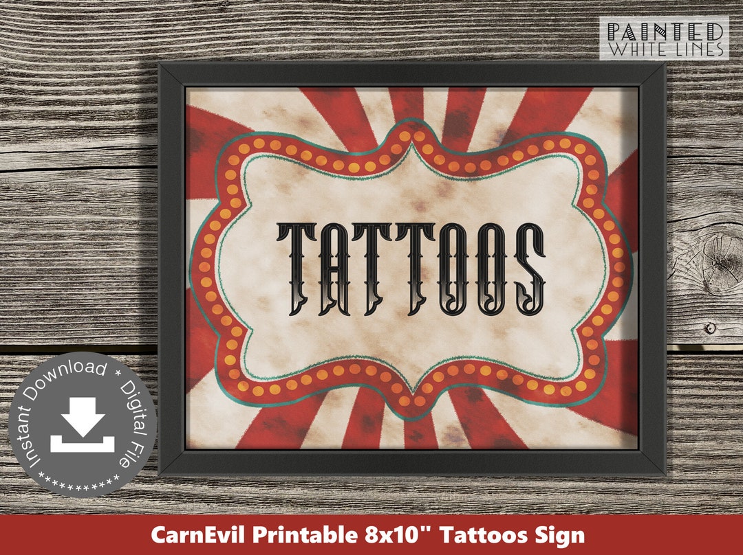 Tattoos Halloween Party Game Sign Haunted Carnival Sign Halloween ...